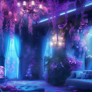 Animated Background, Beautiful Fairy Tale Room, Purple Lights, Purple ...