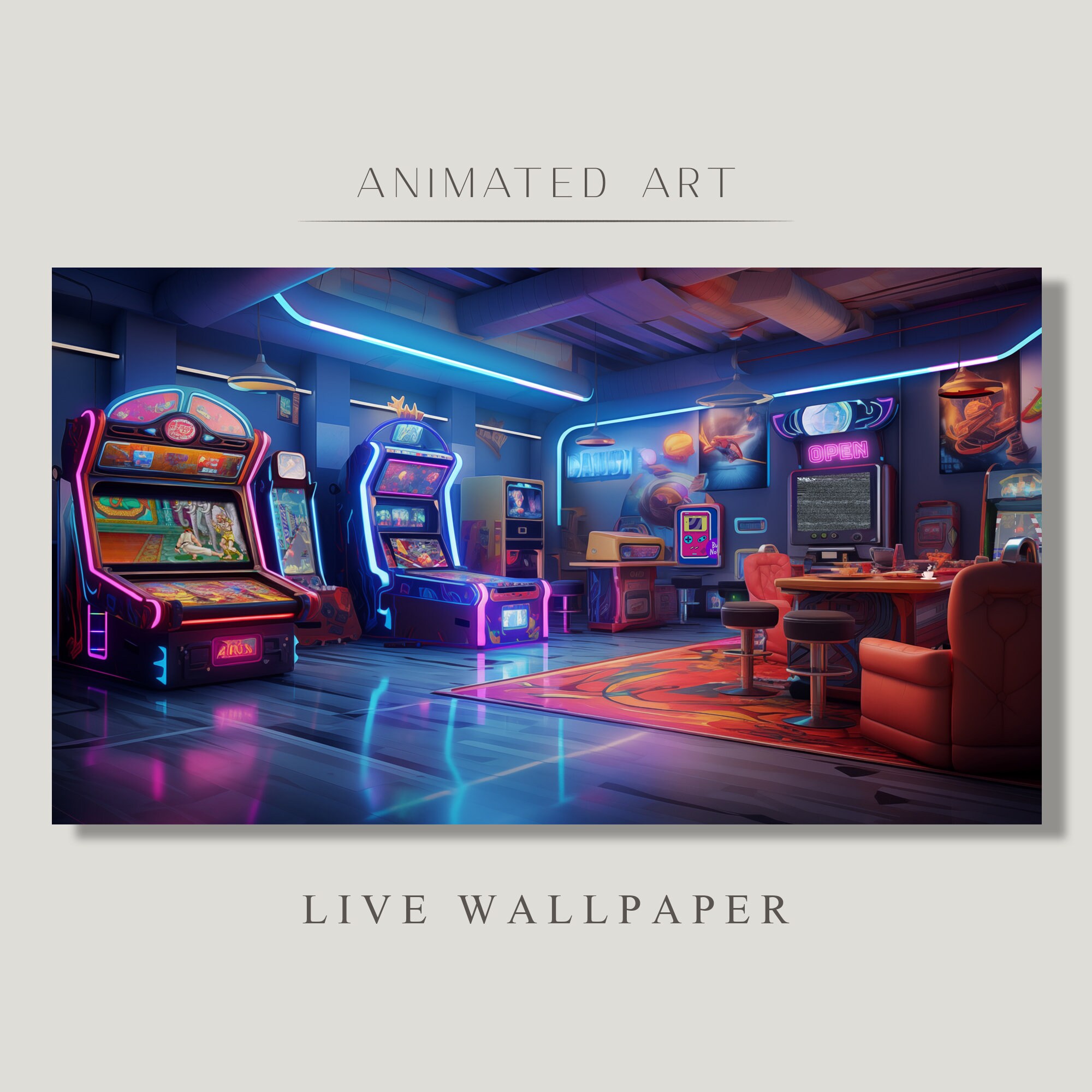 Animated Background, Retro Arcade Room, Game Arcade Hall, 90s Game Room ...