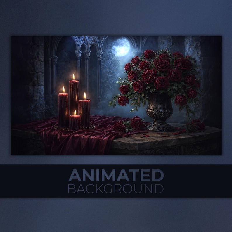 Animated Background, Midnight Roses, Candlelit Love, Flickering Hearts ...