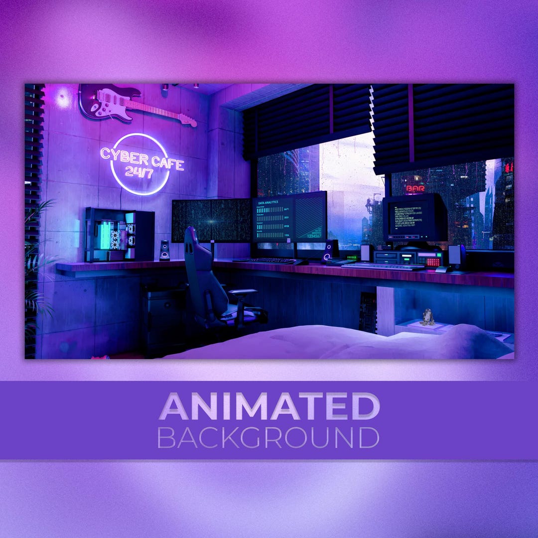 Animated Background, Neon Hacker Room, Cyberpunk Setup, Night City Vibe ...
