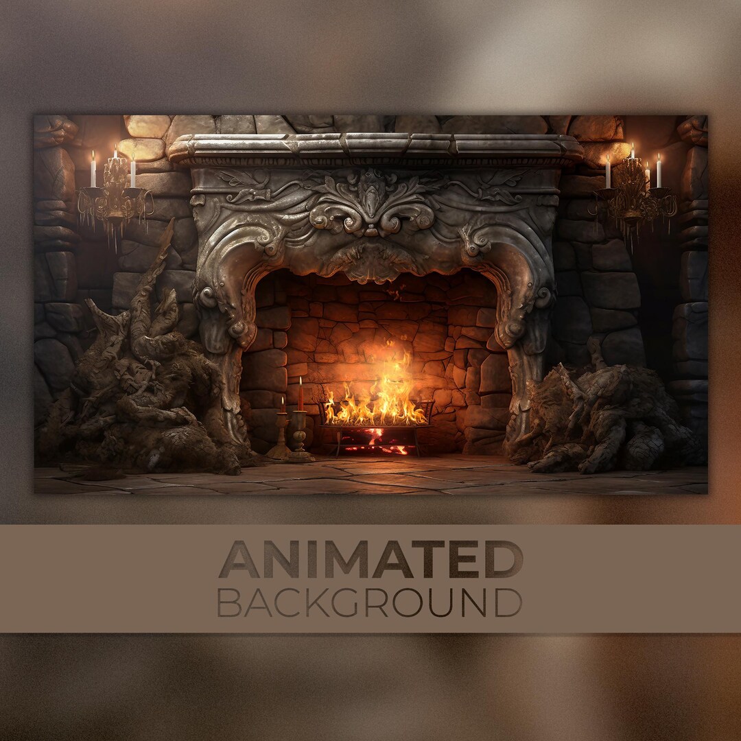 Animated Background, Fireplace Background, Gothic Style Fireplace, Cozy ...