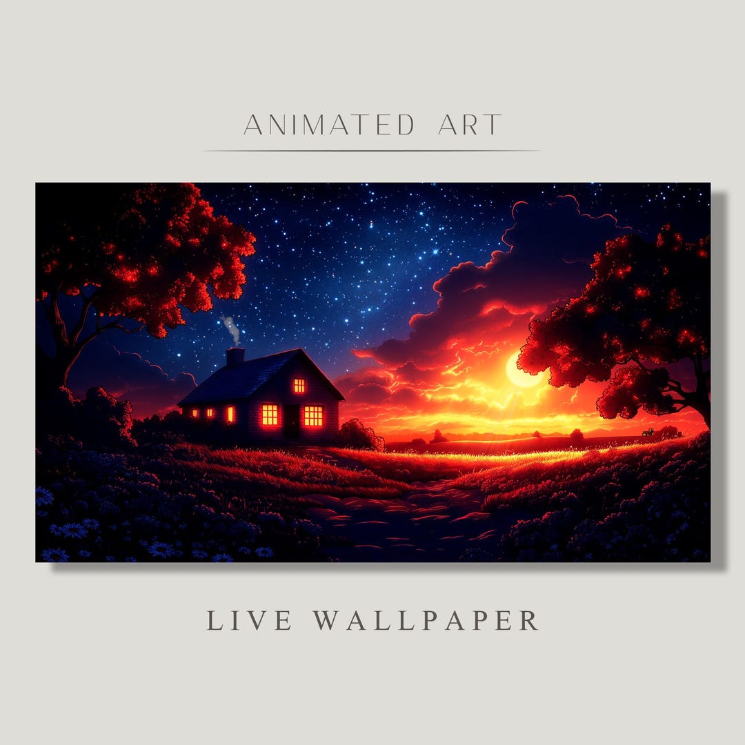 Animated Background, Cozy Farmhouse, Blanket of Stars, Moonlit Sky ...