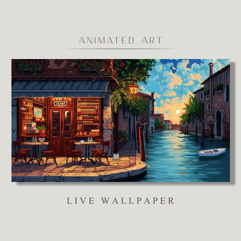 Animated Background, Venice Cafe, Pixel Art, Over A Cup of Coffee ...