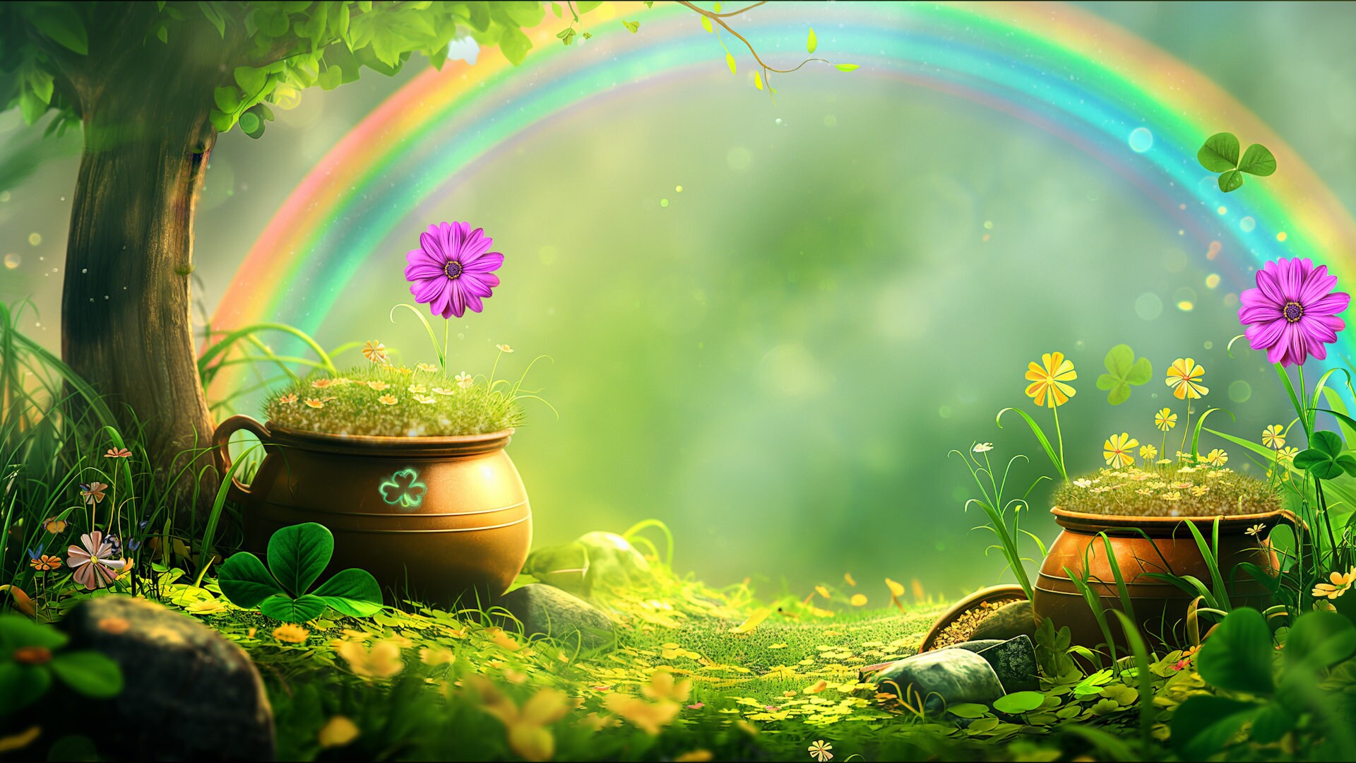 Animated Background, St Patricks Day Inspired Nature Background, Pot of ...