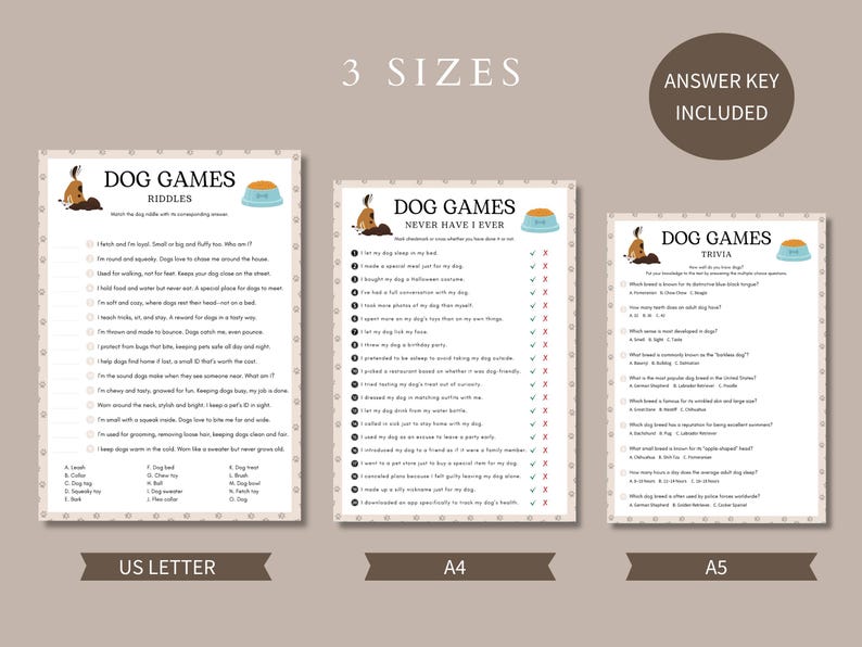 Dog 10-in-1 Printable Games Bundle, Pet-themed Game, Digital Download ...