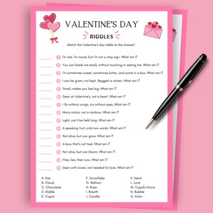 Printable Valentine's Day Riddle Game | Match the Riddle to Answer ...