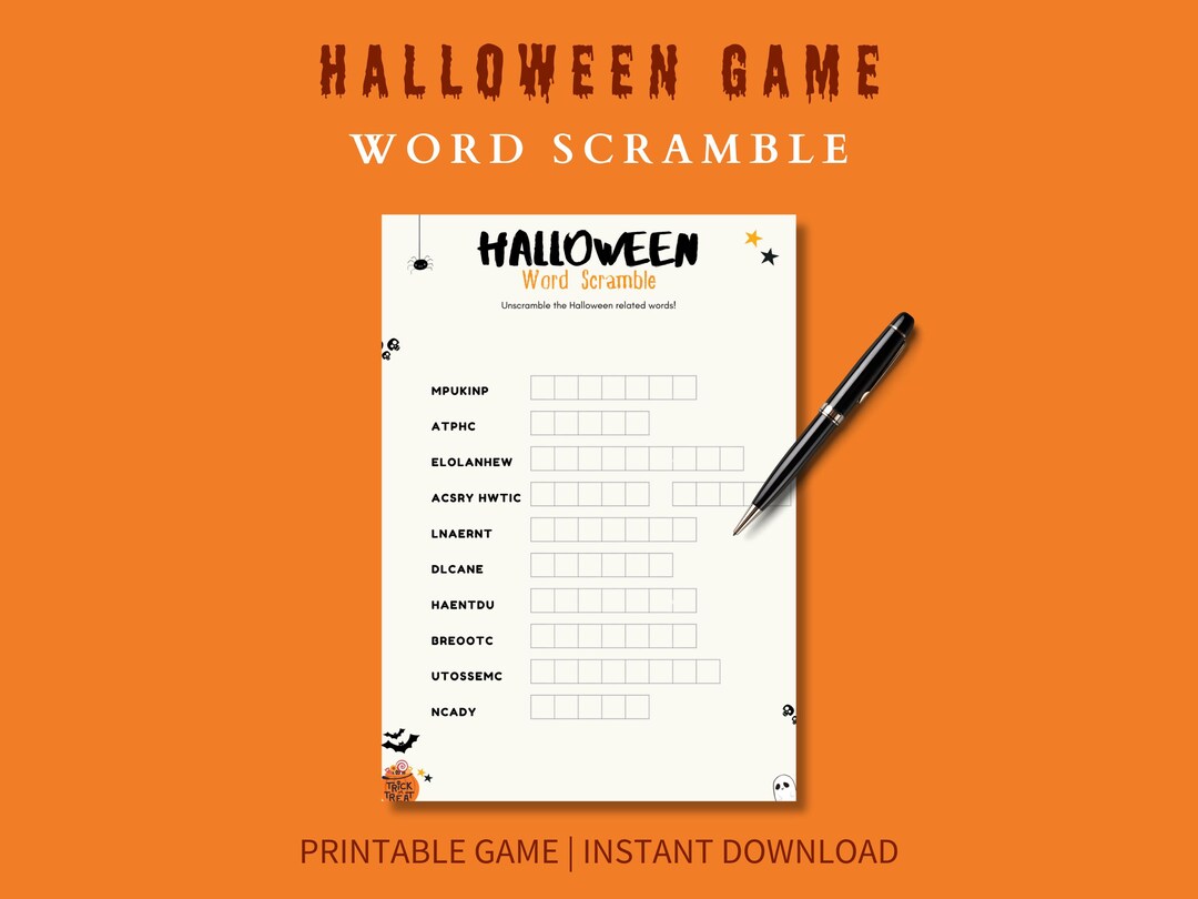 Halloween Word Scramble Game Family Game Night Halloween Party Game ...