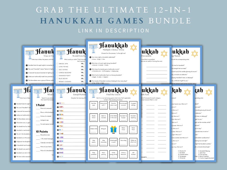 Hanukkah Emoji Pictionary Game: Printable Family Activity (digital ...