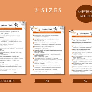 Printable October Trivia Game Fall Family Game Night Multiple Choice ...