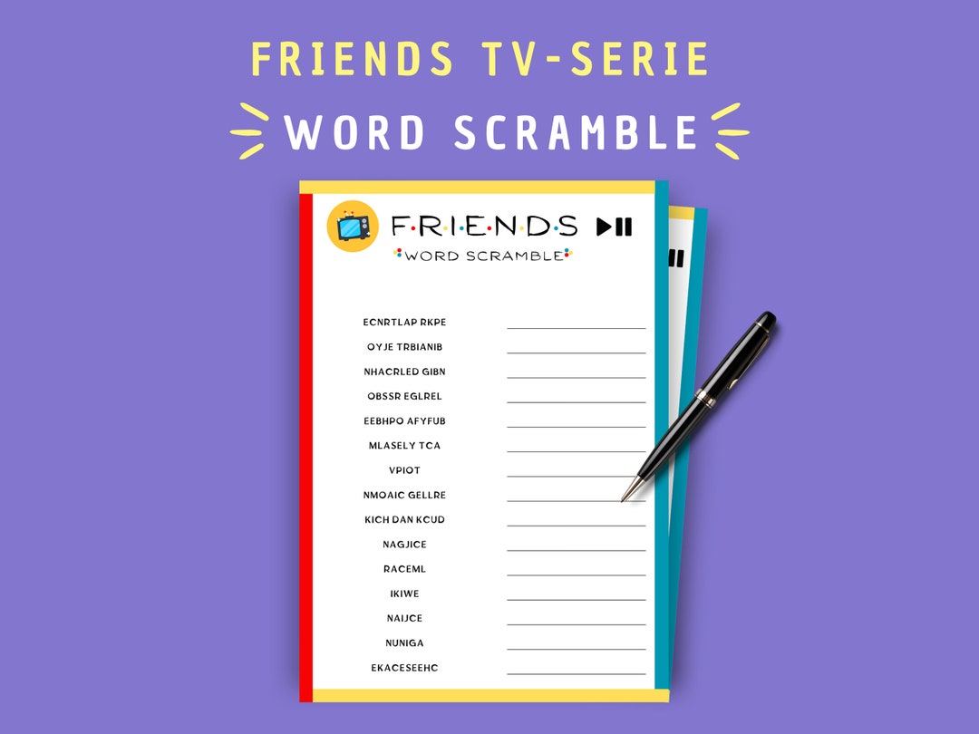 Friends TV Series Word Scramble Game Instant Download Printable Trivia ...