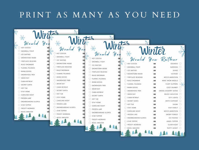 Winter 10-in-1 Games Bundle, Printable Winter Trivia Games, Fun Family ...