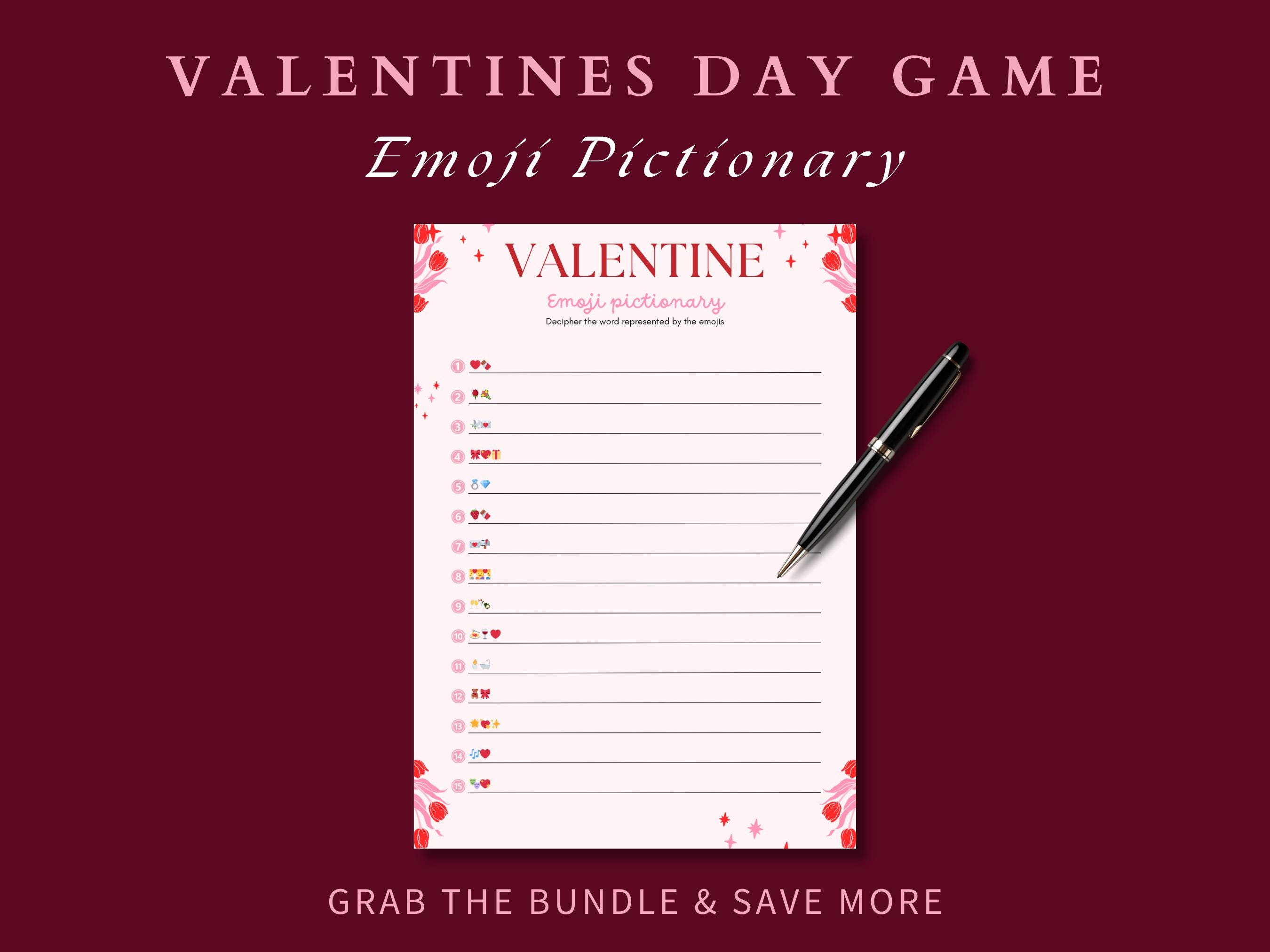 Valentine's Day Emoji Pictionary Game: Printable Couples Activity ...