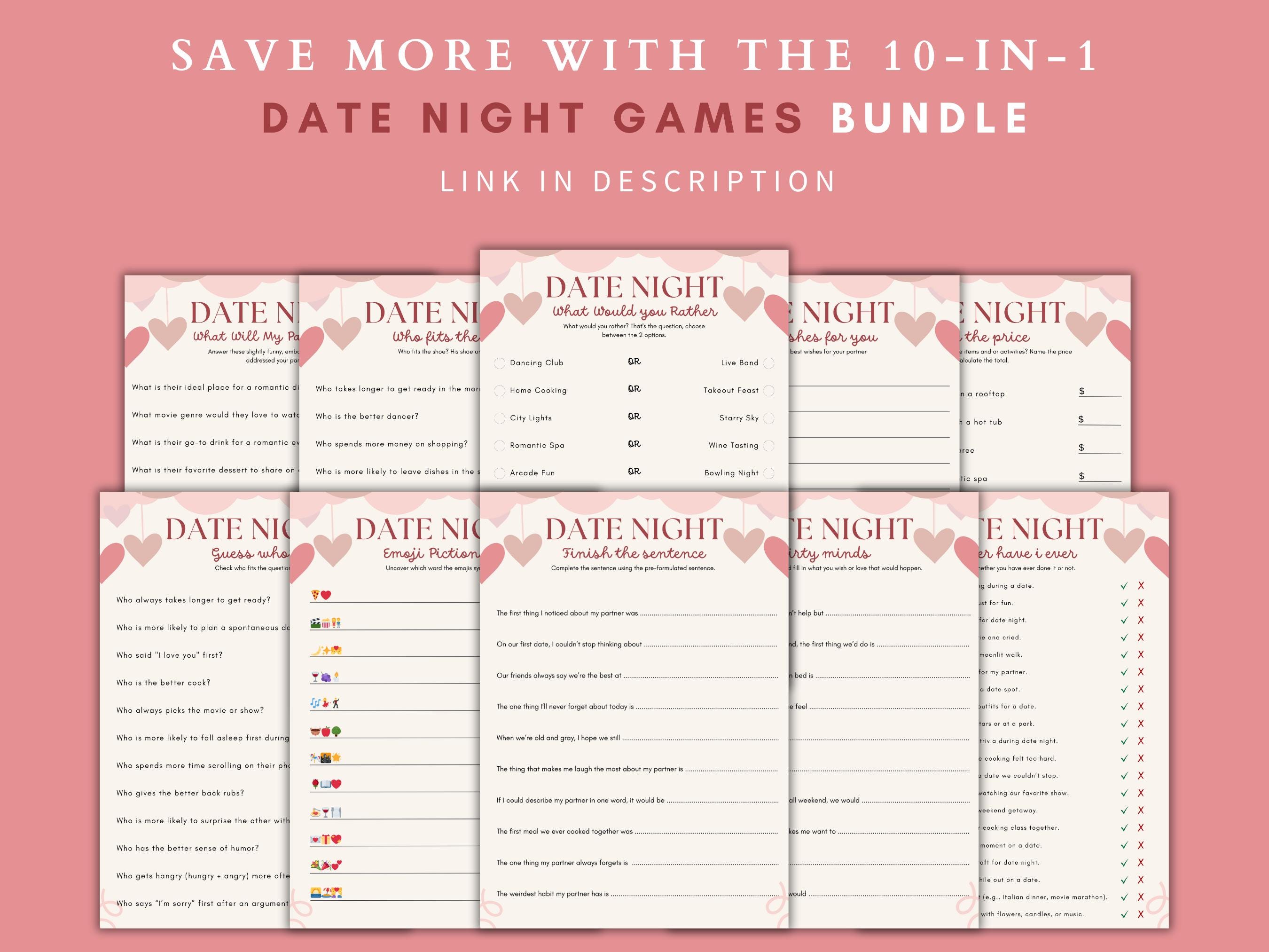 Printable Date Night Games Bundle: 5 Couples Games (PDF Download) - Etsy