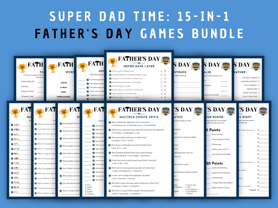 The Father's Day 15-in-1 Game Bundle | Printable Family Games | Dad ...