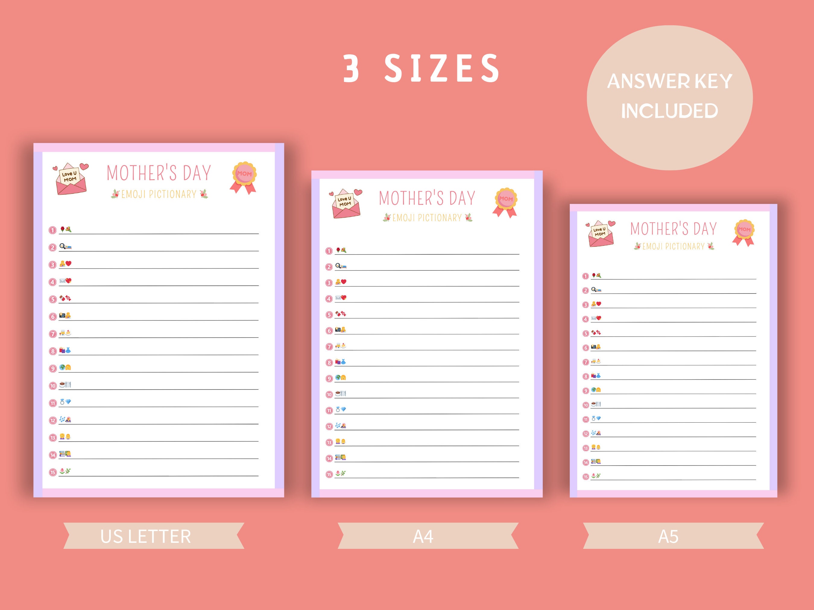 Mother's Day Emoji Pictionary Game | Instant Download | Fun Family ...