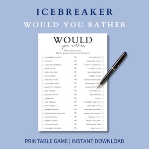 Would You Rather Icebreaker Game | Fun Printable Trivia | Family Game ...