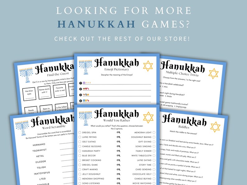 Hanukkah Emoji Pictionary Game: Printable Family Activity (digital ...