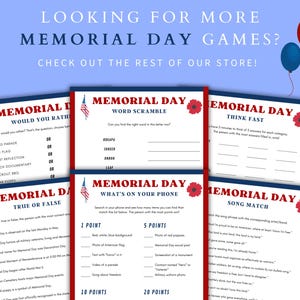 Memorial Day Printable Game, Multiple Choice Trivia Quiz for Adults and ...