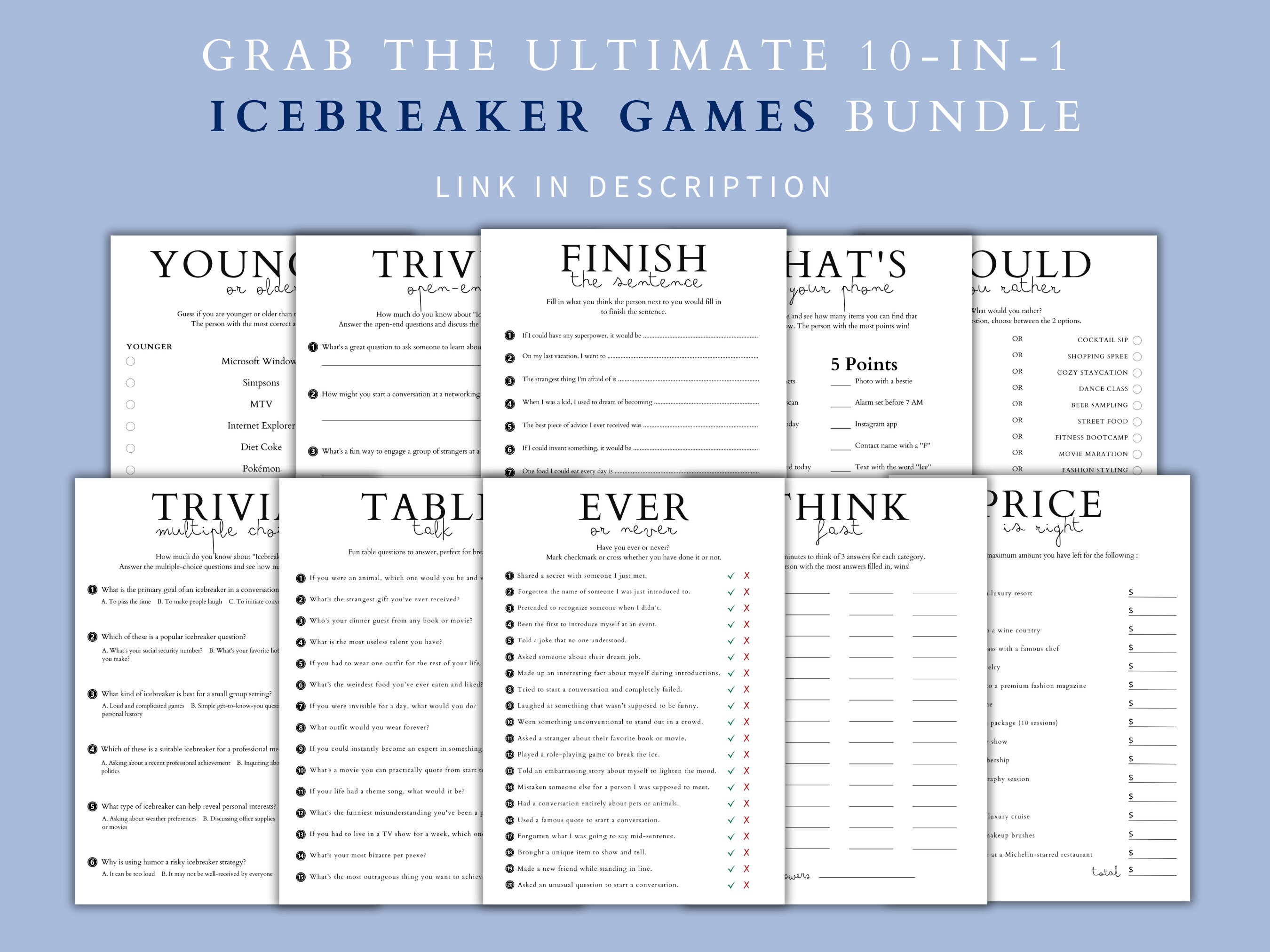 Multiple Choice Trivia | Icebreaker Game | Printable Icebreaker ...