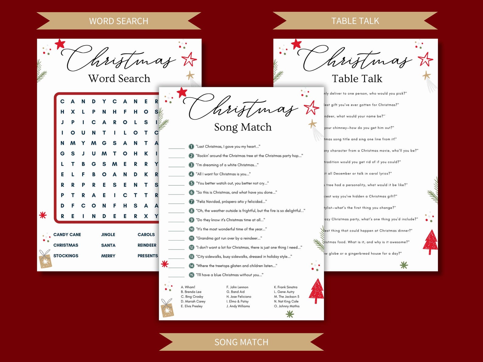 Christmas 12-in-1 Games Bundle, Family Holiday Games, Christmas Party ...