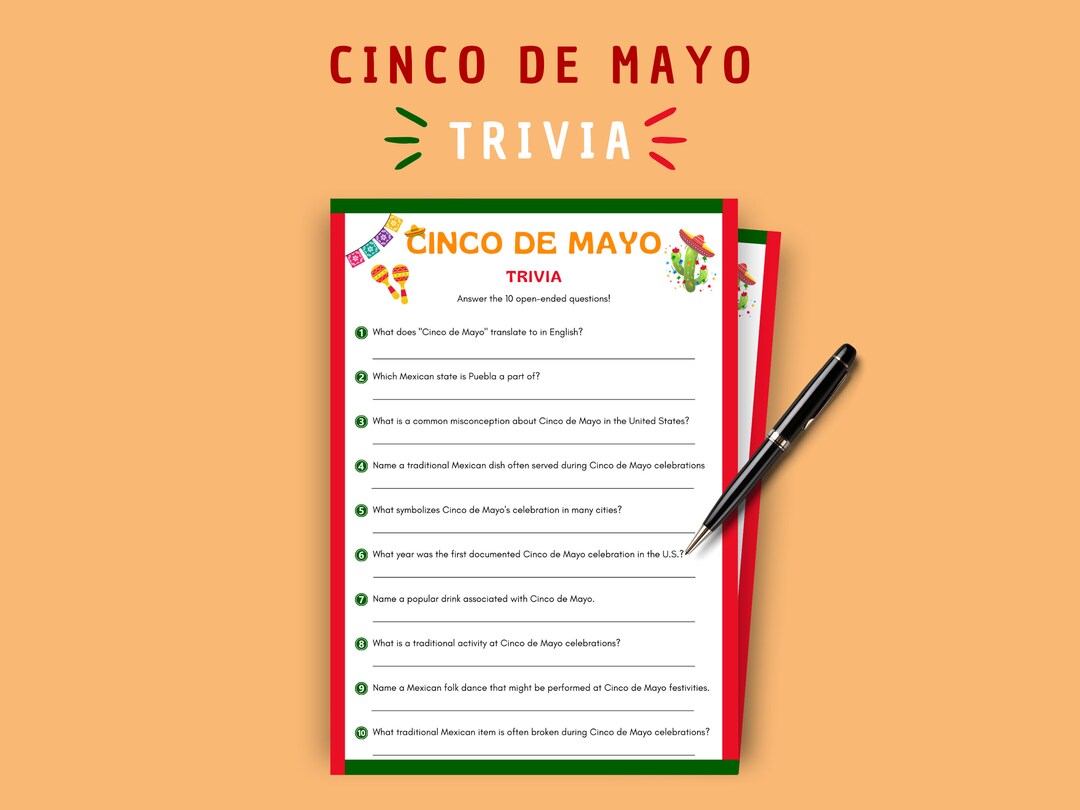 Cinco De Mayo Open-end Trivia Game | Instant Download | Printable Cinco ...