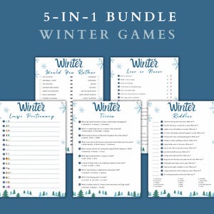 5 Winter Games Bundle, Printable Winter Family Games, Fun Winter Trivia ...