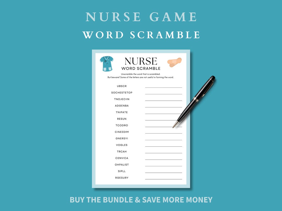 Nurse Word Scramble Game: Printable Nursing Party (digital Download ...