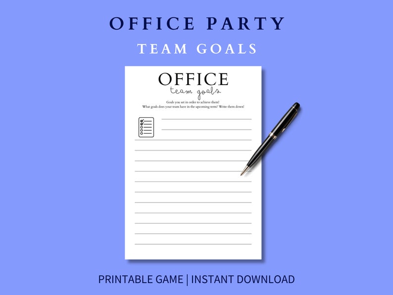 Printable Team Goals Office Party Game Fun Co-worker Trivia Office ...