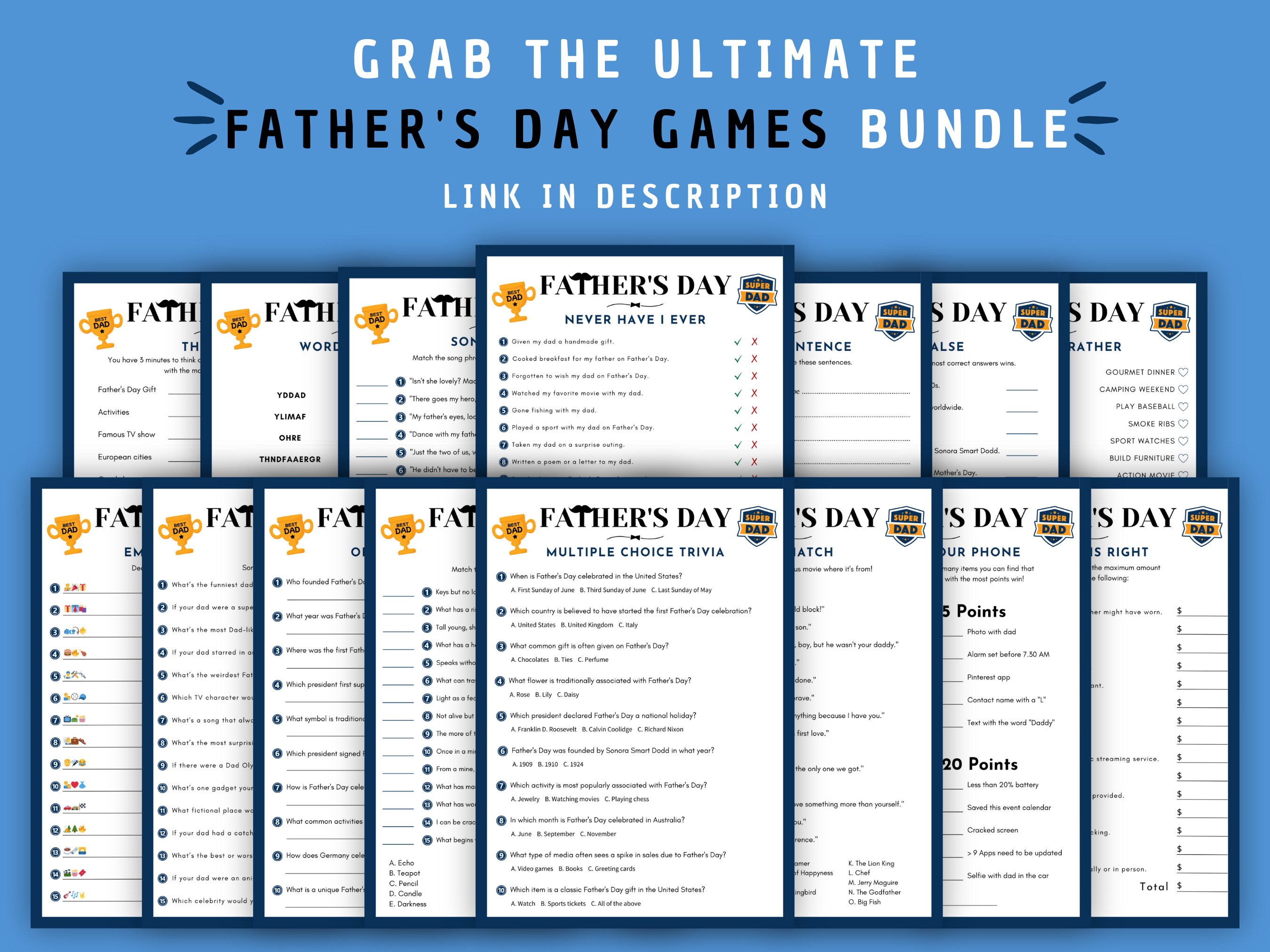 Father's Day Riddles Game Printable, Dad Trivia Quiz, Instant Download ...