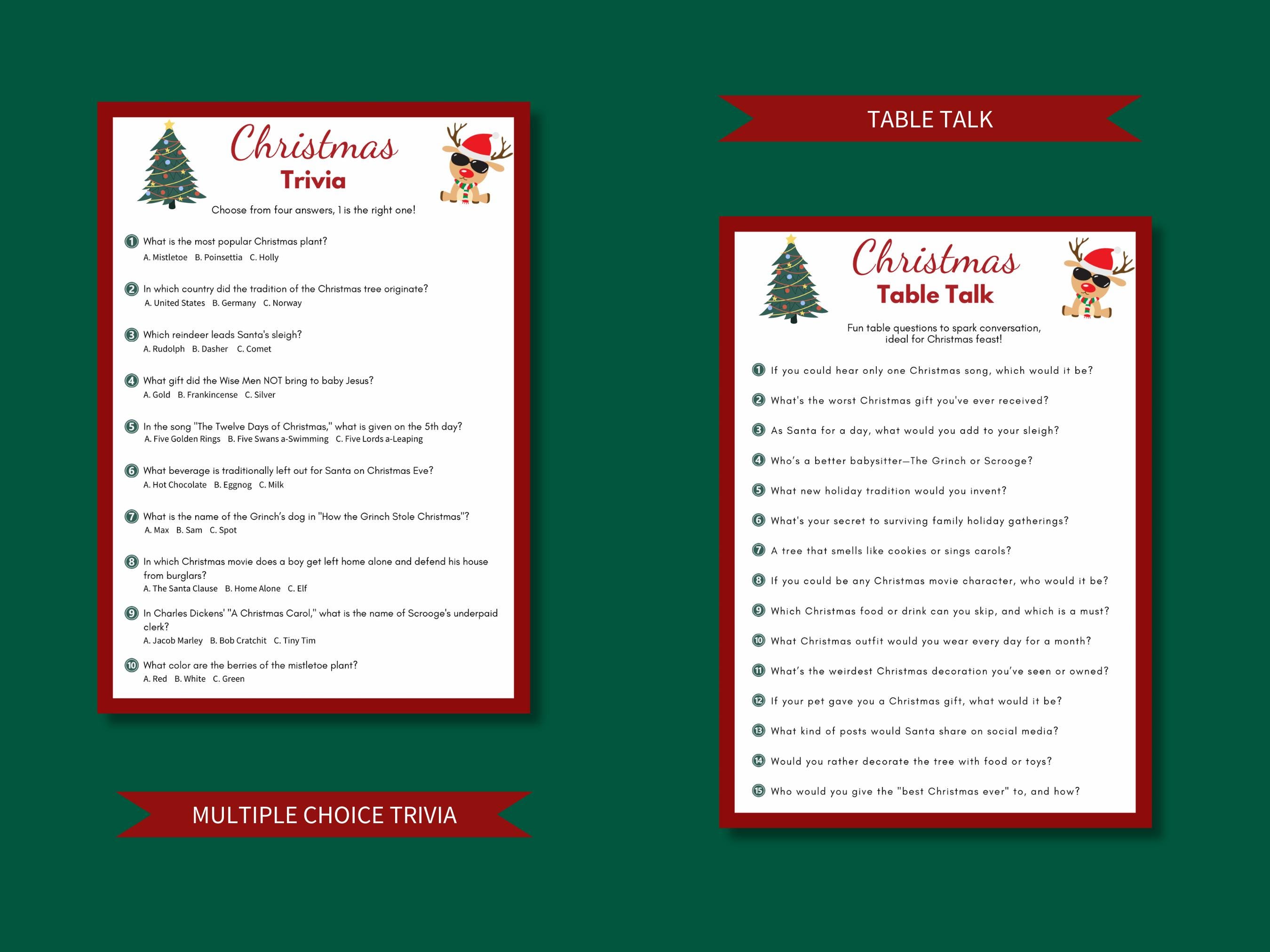Christmas Party Games Bundle Printable, 12 Holiday Trivia and ...