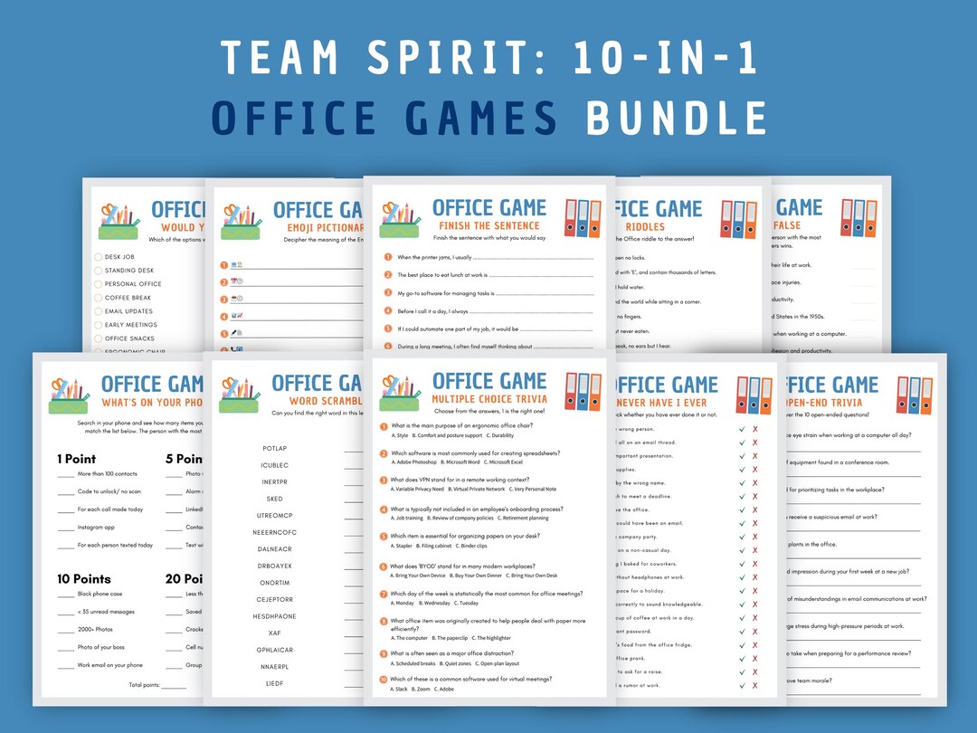 Office Team Building Games Bundle: 10 Printable Work Trivia (PDF) - Etsy