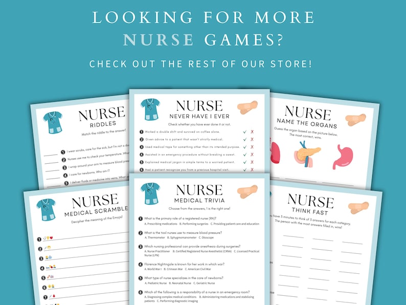 Nurse Find the Guest Game | Printable Nurse Party Game | Medical Trivia ...