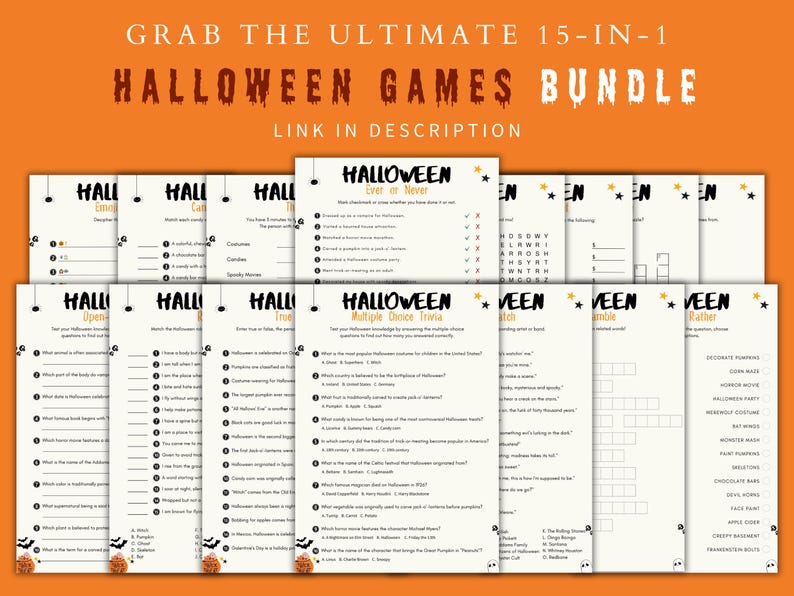 Printable Halloween Riddles Game Fun Family Activity Educational ...