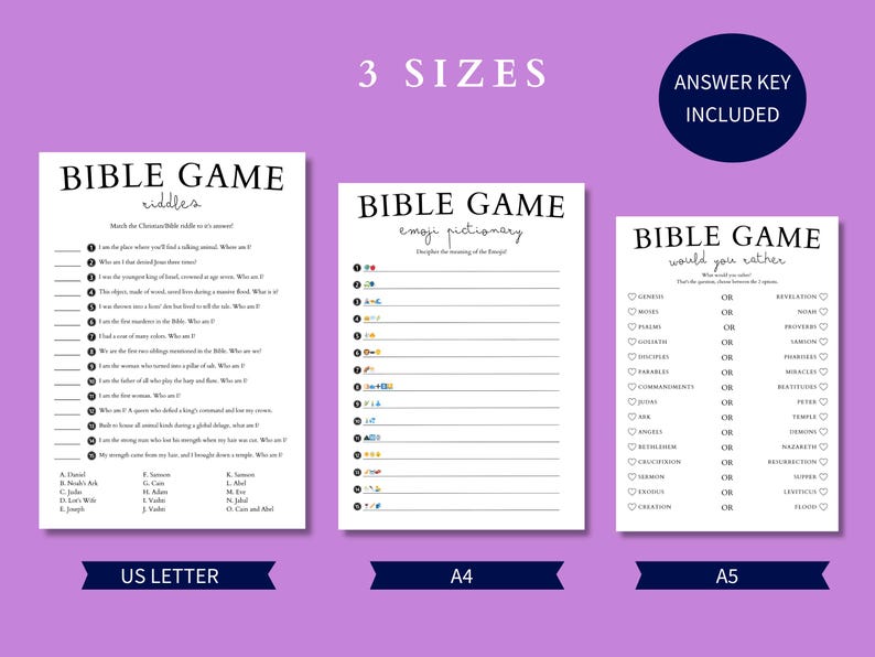 Bible Games Bundle: Christian Trivia, Study Games (printable) - Etsy