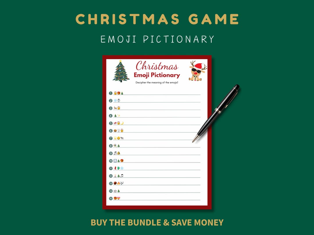 Christmas Emoji Pictionary Game, Printable Holiday Guessing Game ...