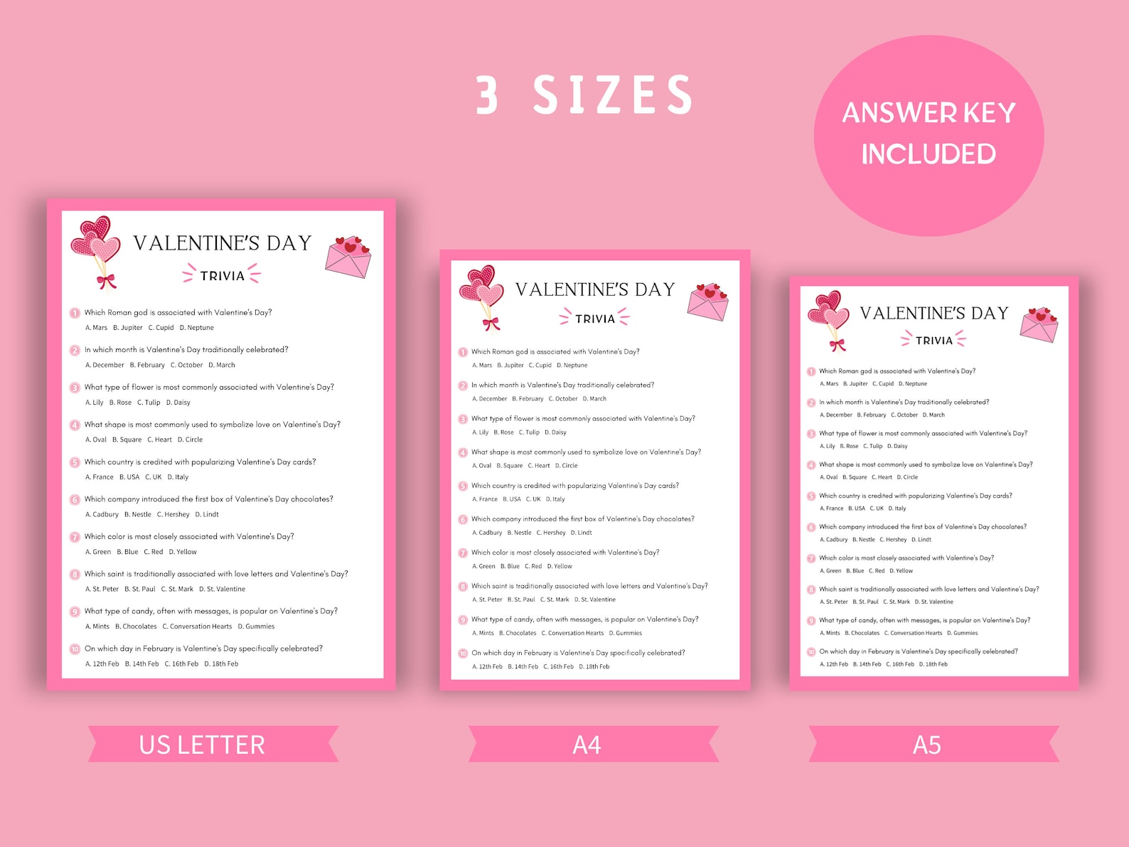 Multiple Choice Valentine's Day Trivia Game | Romantic Quiz for Couples ...