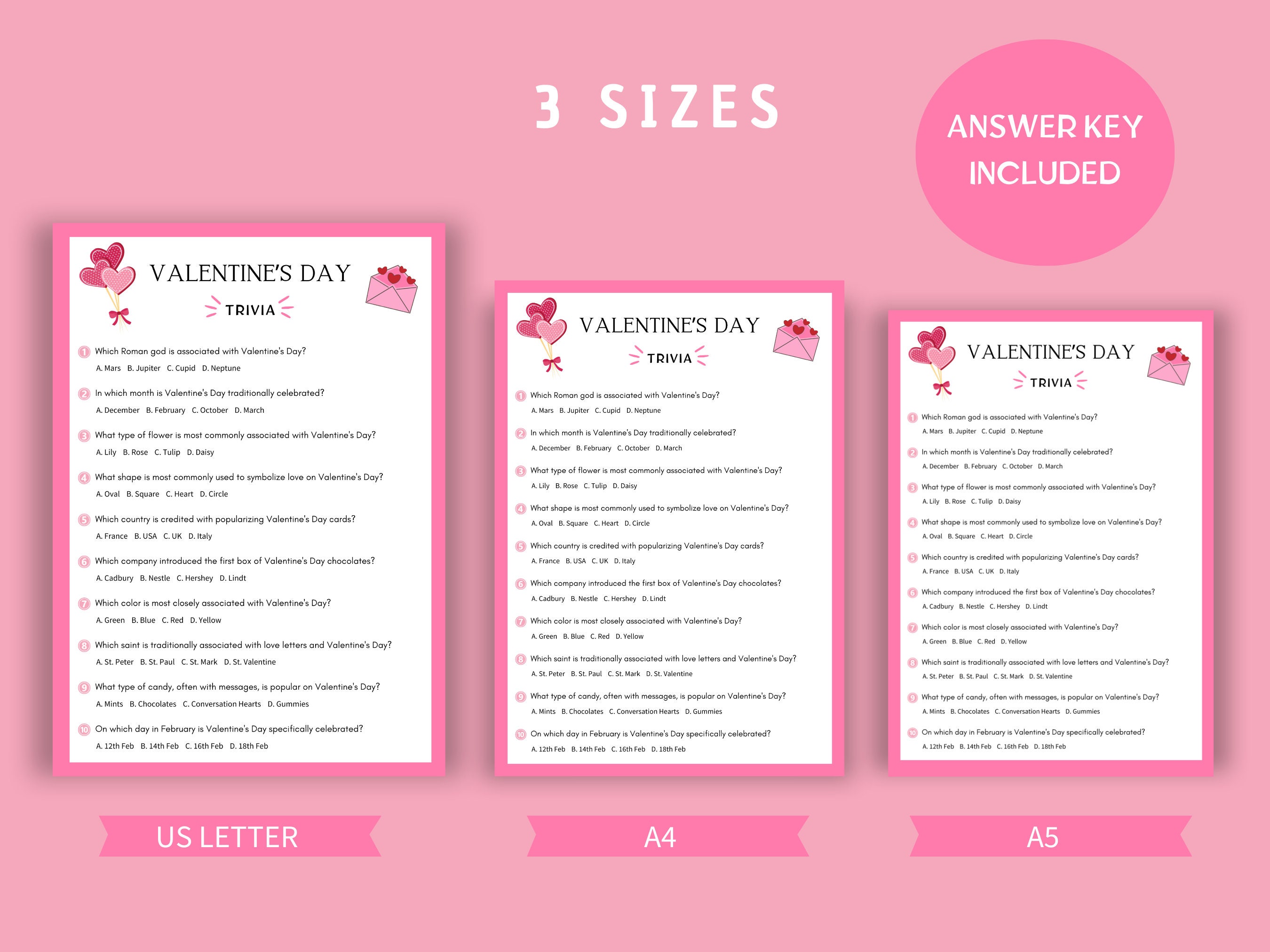 Multiple Choice Valentine's Day Trivia Game | Romantic Quiz for Couples ...
