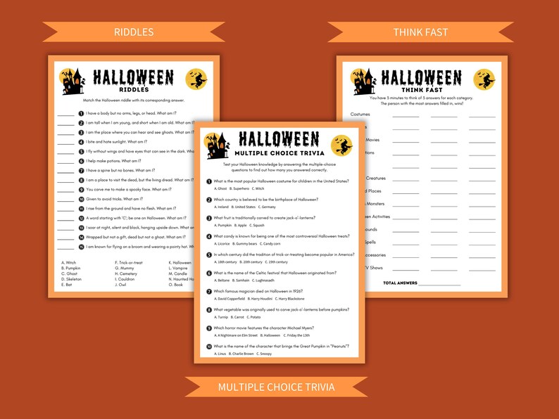 Halloween Games 15-in-1 Bundle Printable, Fun Family Trivia Activities ...