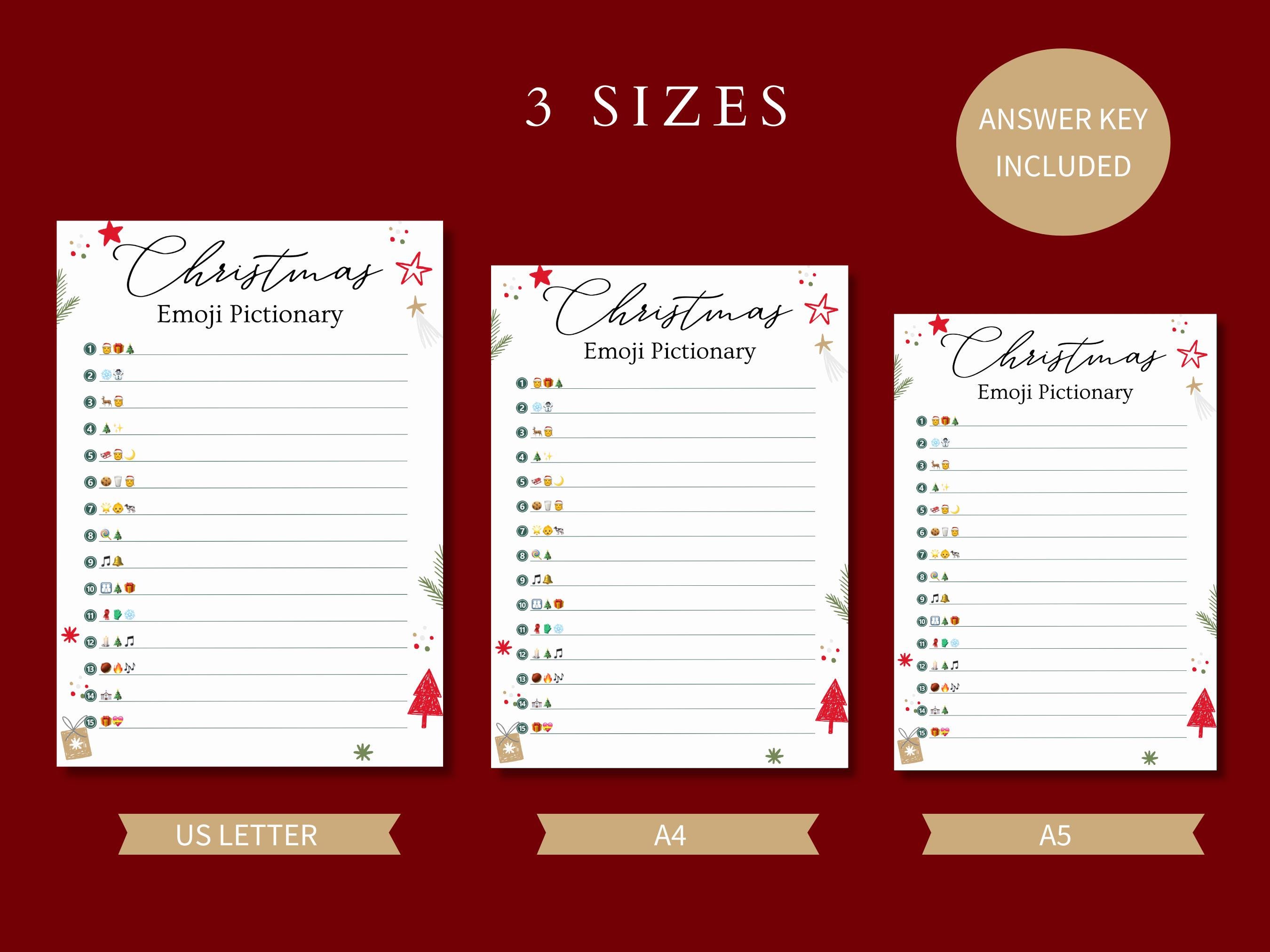 Christmas Emoji Pictionary Game, Printable Holiday Guessing Game ...