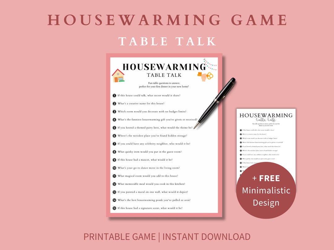 Printable Housewarming Game Table Talk | Digital Download | Fun ...
