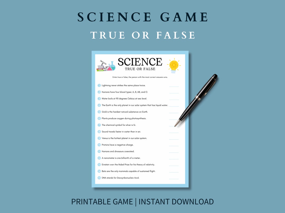 Printable Science True or False Game | Digital Download | Fun Student ...