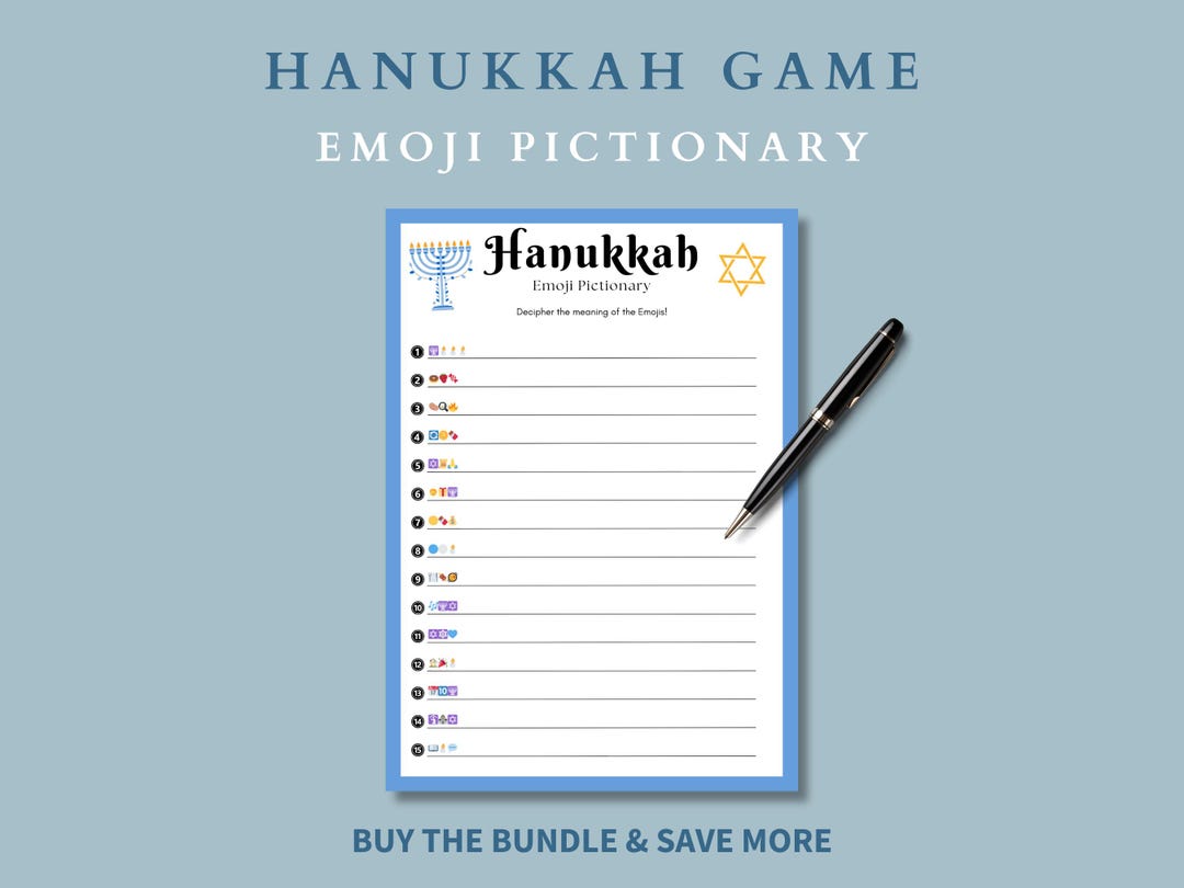 Hanukkah Emoji Pictionary Game, Printable Hanukkah Family Game, Jewish ...