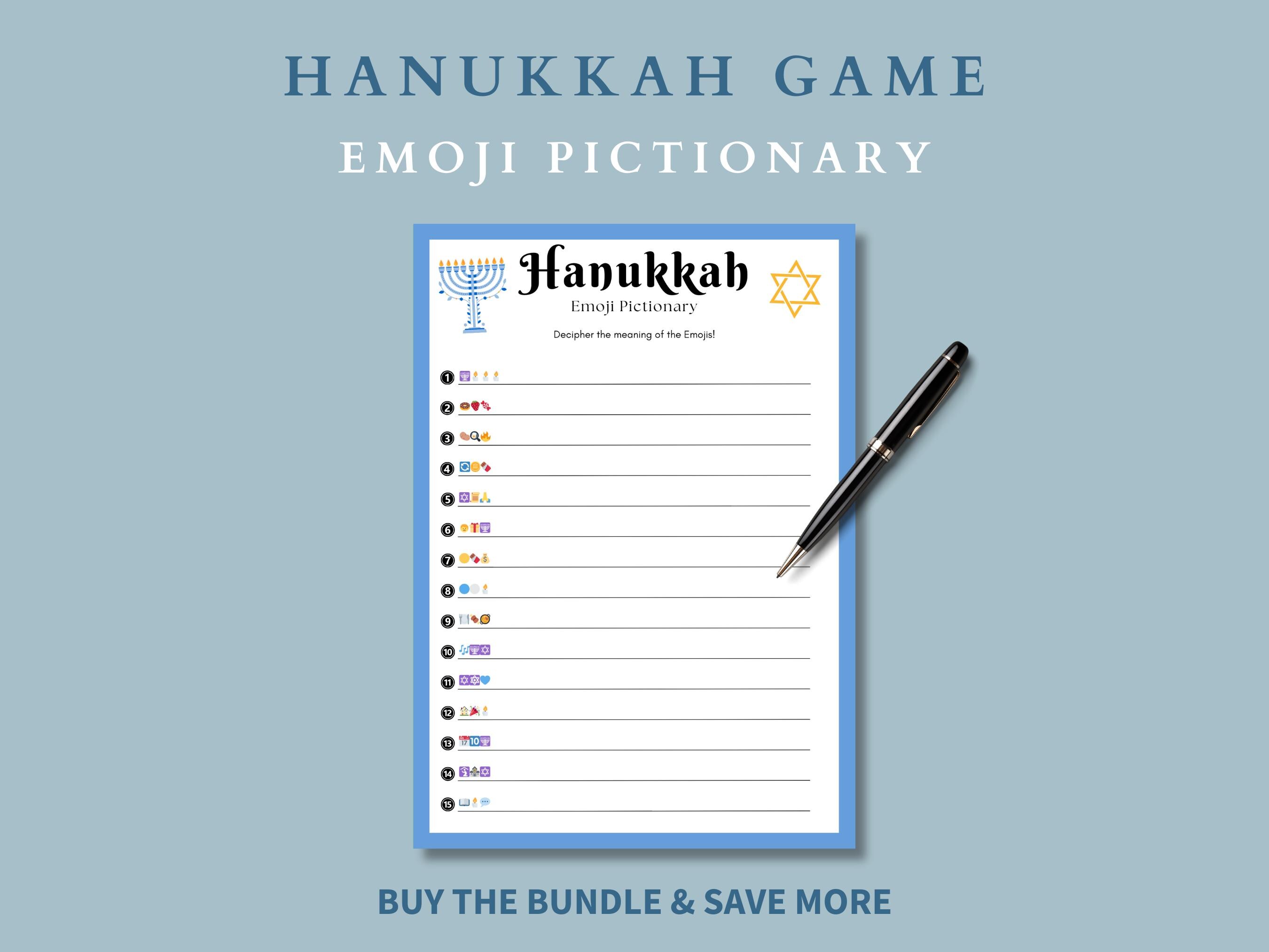 Hanukkah Emoji Pictionary Game: Printable Family Activity (digital ...