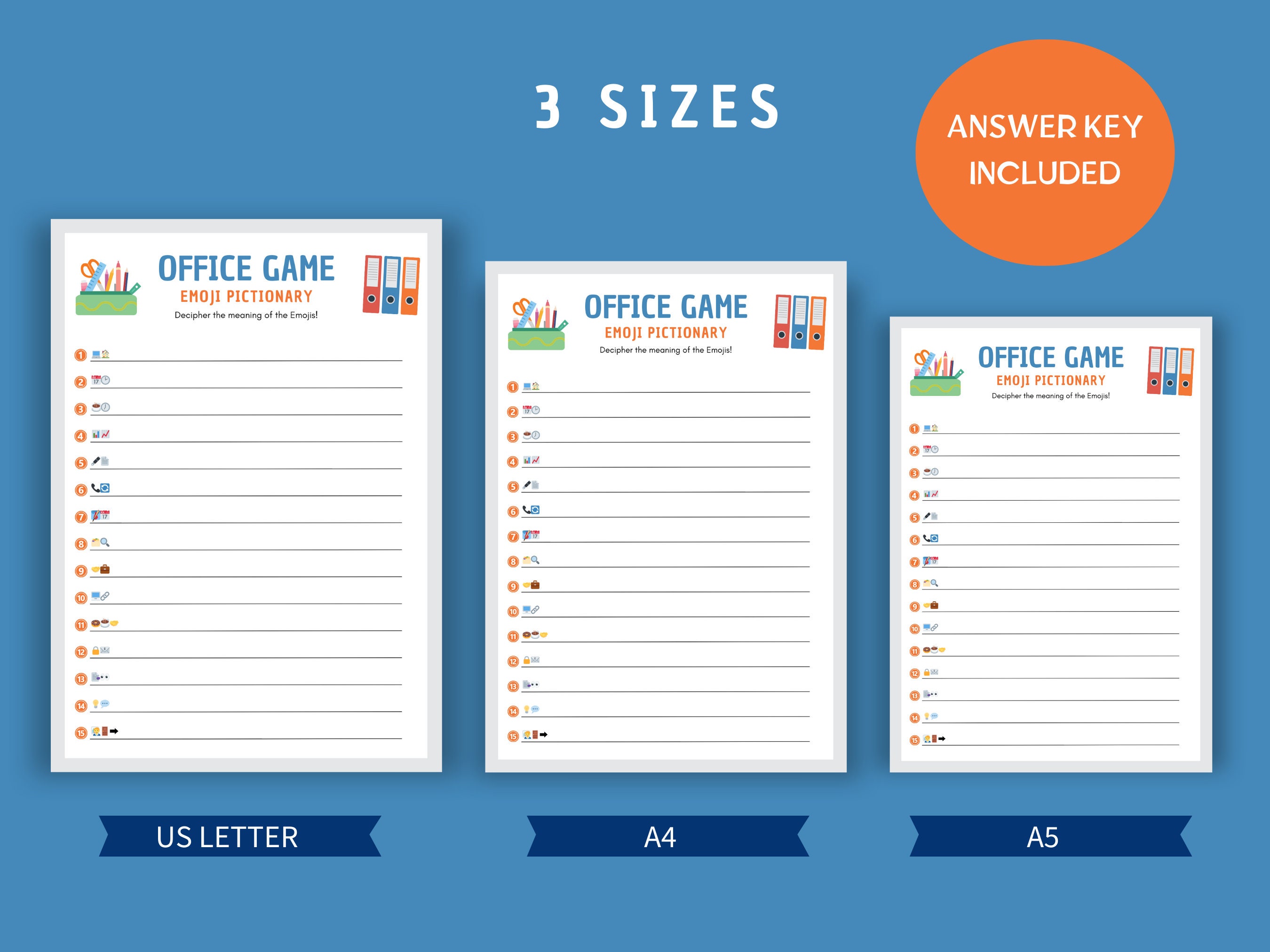 Office Games Emoji Pictionary, Printable Office Game for Team Building ...