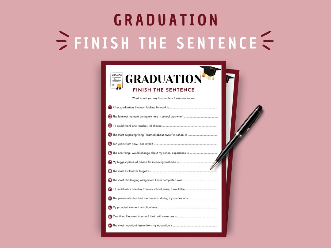 Finish the Sentence Graduation Game: Printable Party Activity (digital ...