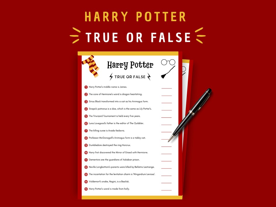 Printable Wizard True or False Game, Magical Trivia Activity, Fantasy ...