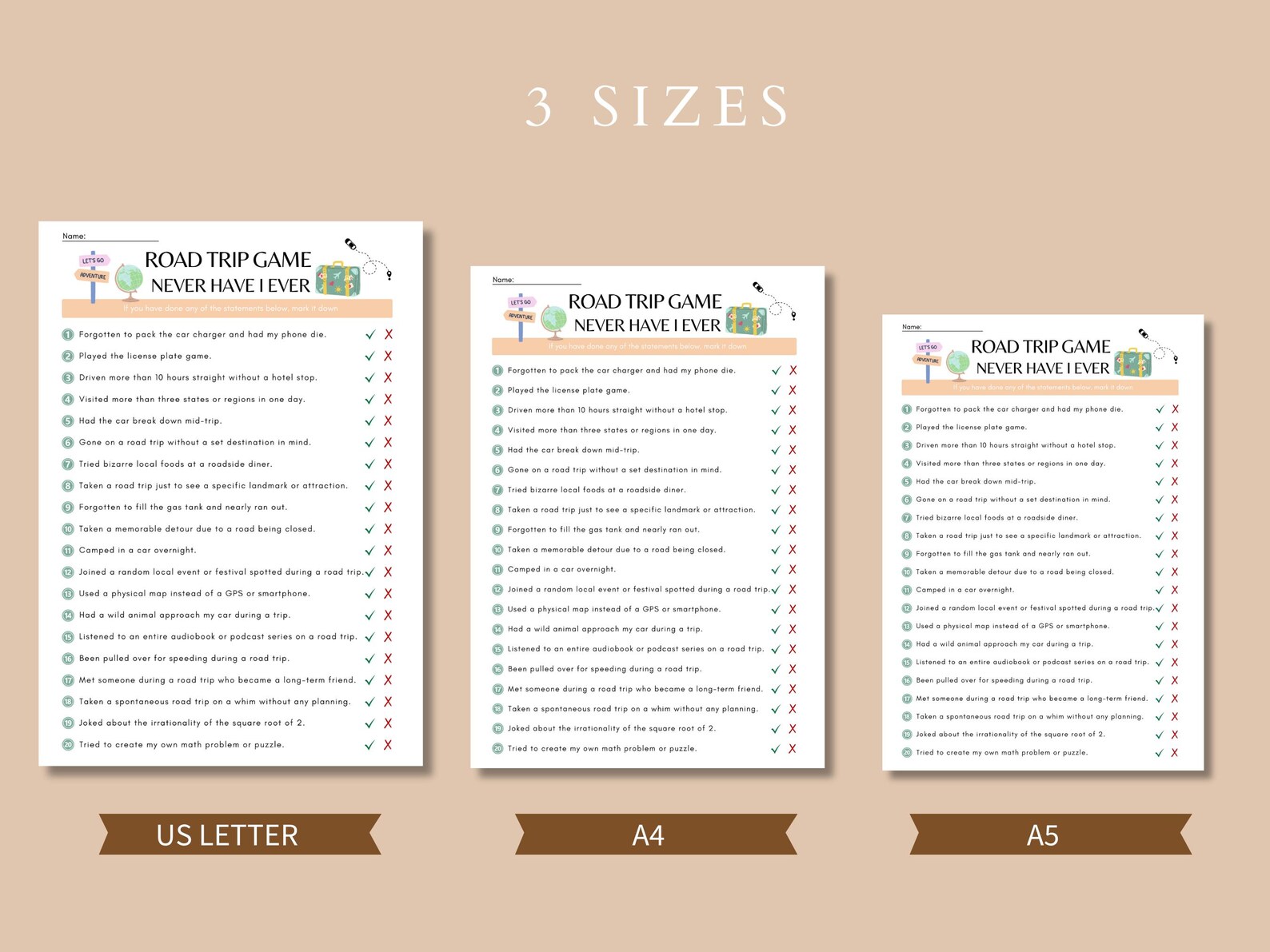 Road Trip Never Have I Ever Game Printable Trivia Fun Family & Friends ...