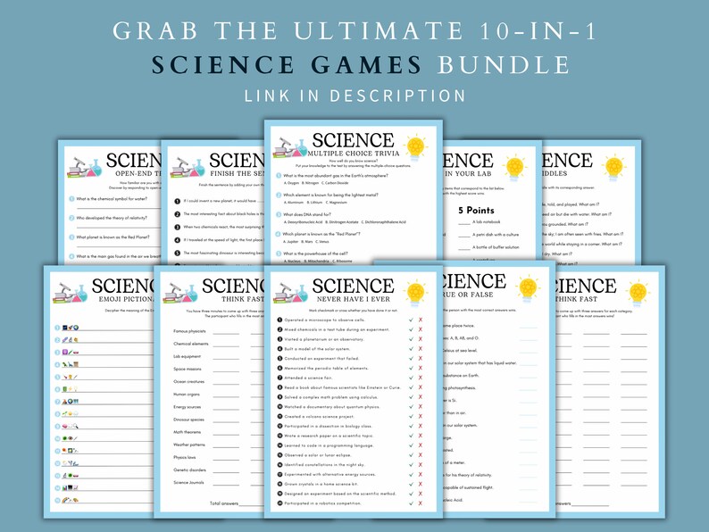 Printable Science Open-end Trivia Game | Digital Download | Fun Student ...