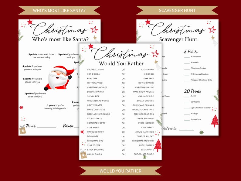 Christmas 12-in-1 Games Bundle, Family Holiday Games, Christmas Party ...