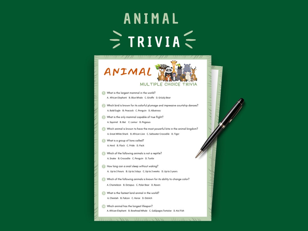 Animal Multiple Choice Trivia Game | Animal Kingdom Quiz | Family Game ...